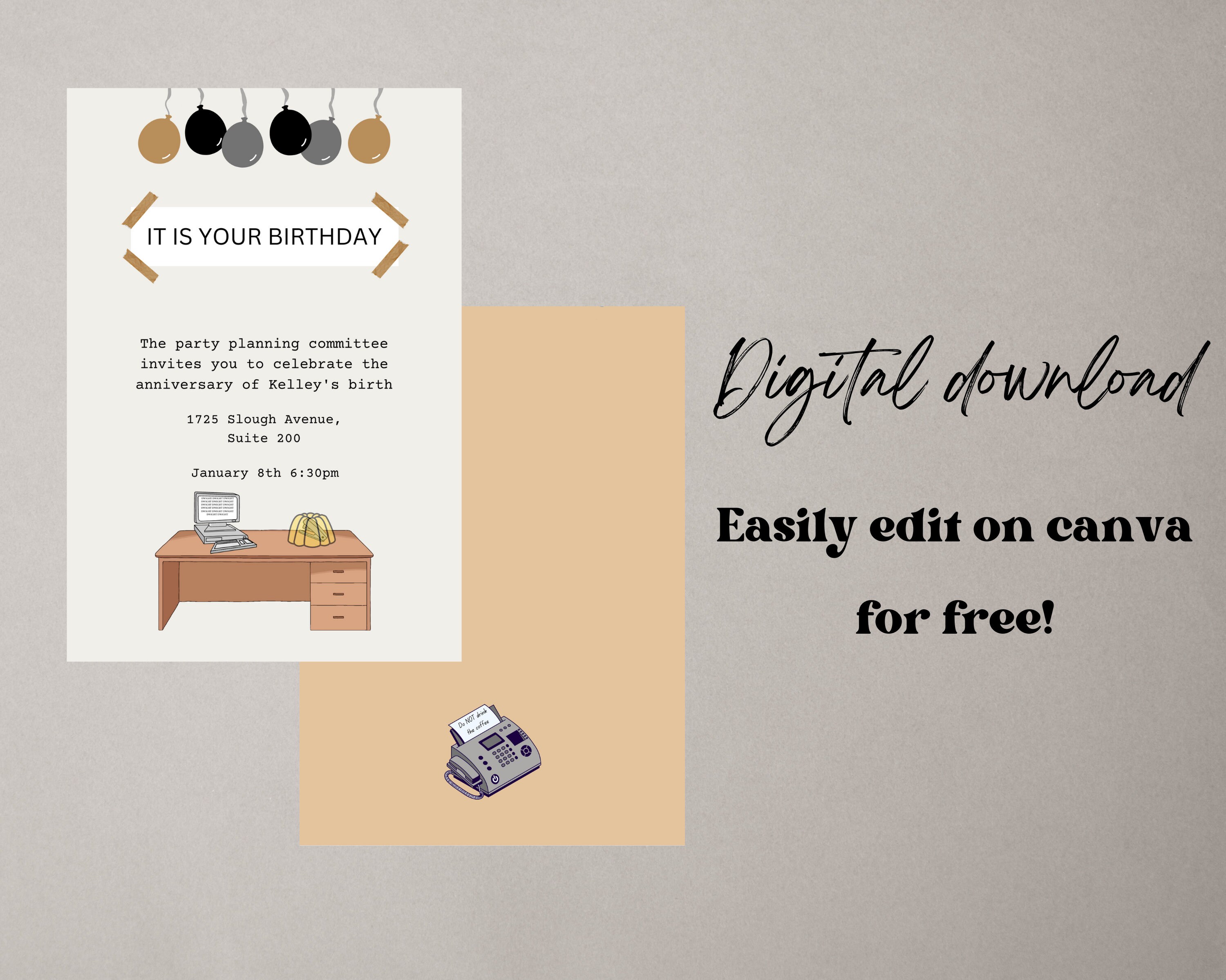 The Office Inspired Birthday Party Invitation - Instant Download - Etsy