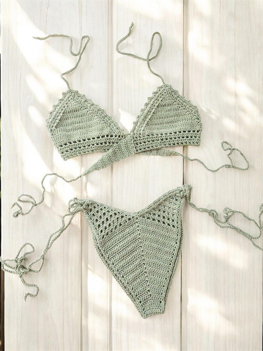 Knit Swimsuit Crochet Bikini Set 100% Cotton Swimsuit - Etsy