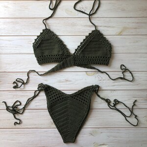 Knit Swimsuit Crochet Bikini Set 100% Cotton Swimsuit - Etsy