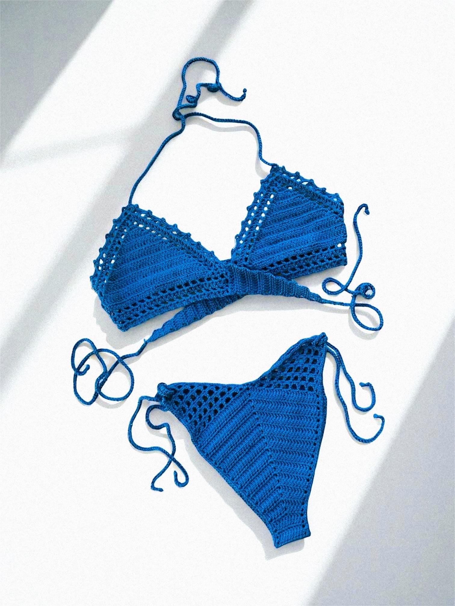 Knit Swimsuit Crochet Bikini Set 100% Cotton Swimsuit - Etsy