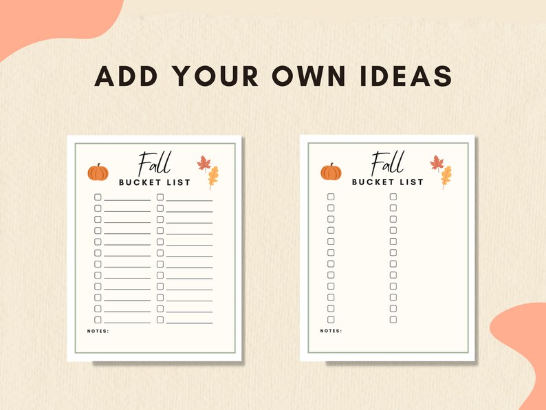 Fall Bucket List Printable, Autumn Bucket List Template, Editable Fall ... Fall Bucket List Printable, Autumn Bucket List Template, Editable Fall ...