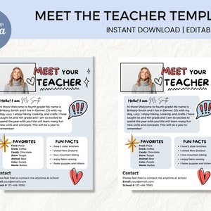 Meet the Teacher Classroom Printable Template, Teacher Introduction ...