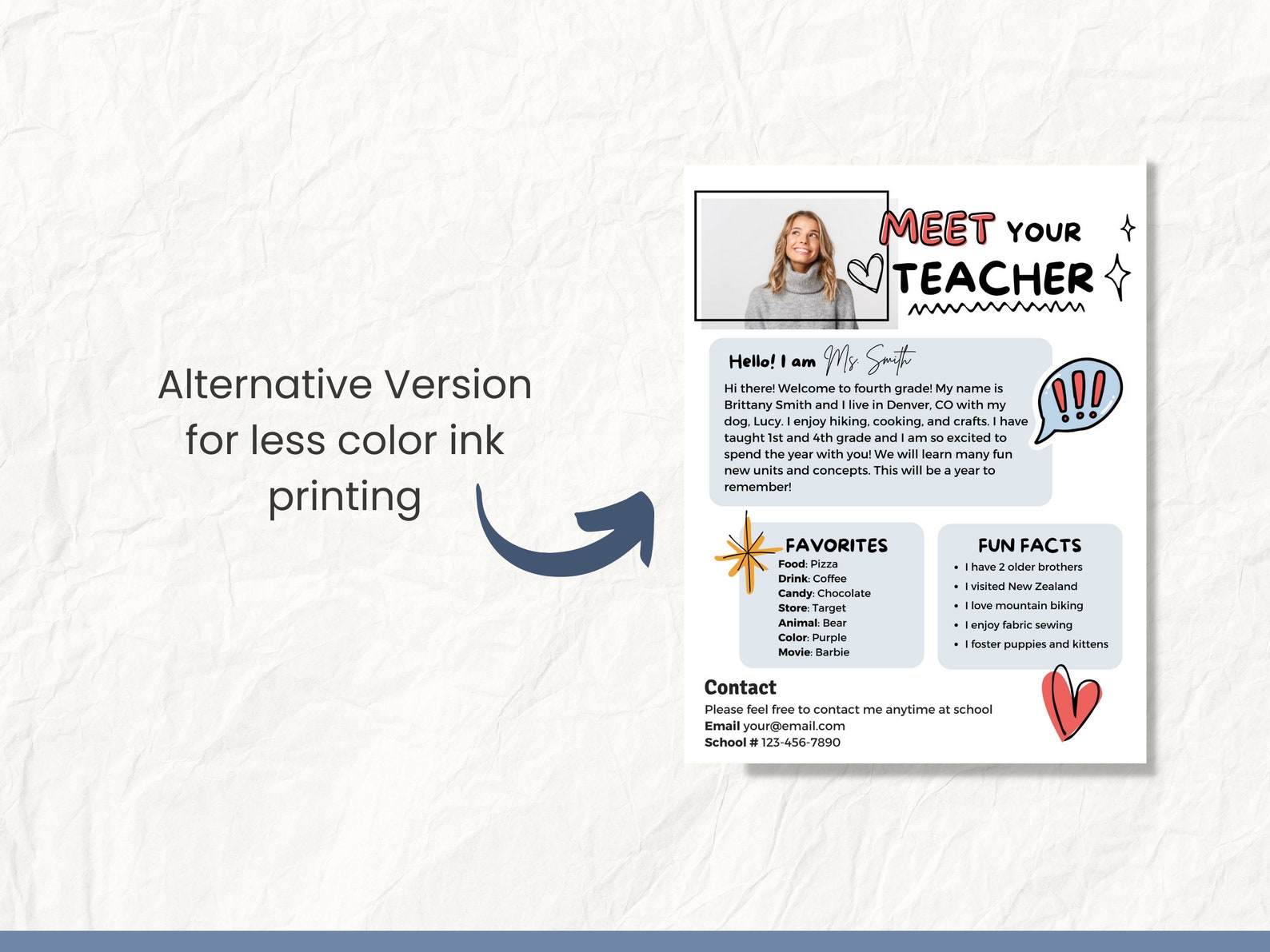 Meet the Teacher Classroom Printable Template, Teacher Introduction ...
