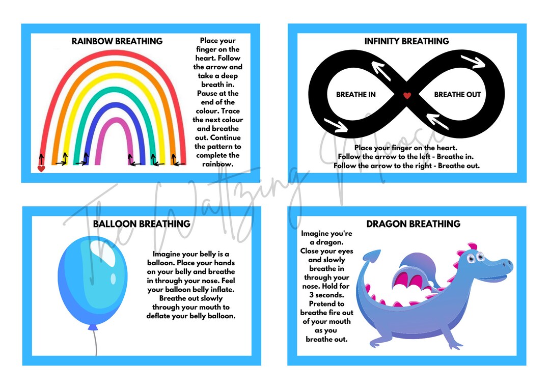 Mindfulness Breathing Exercises Activities for Kids, Breathing Cards ...