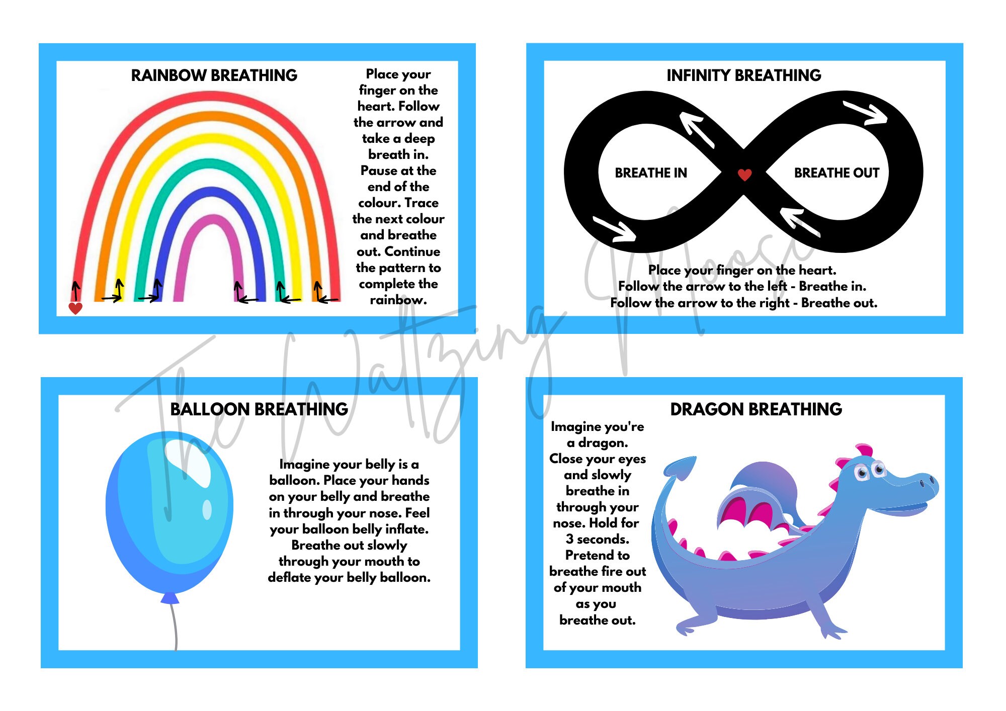 Mindfulness Breathing Exercises Activities for Kids, Breathing Cards ...