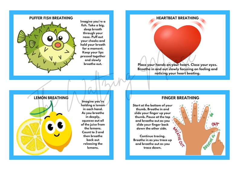 Mindfulness Breathing Exercises Activities for Kids, Breathing Cards ...