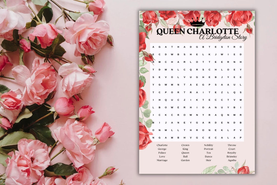 Queen Charlotte Bridgerton Wordsearch Wordfind Puzzle Printable Lady ...