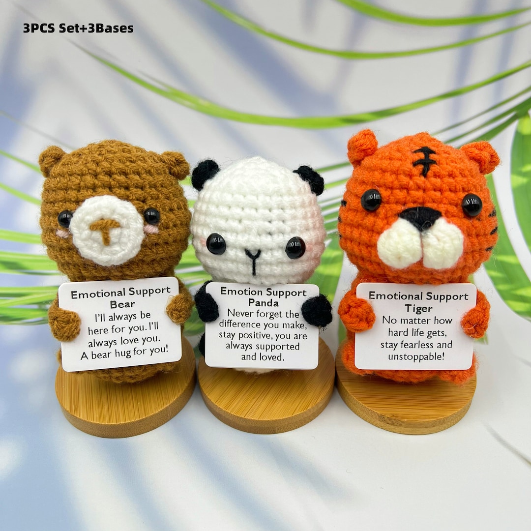 Crochet Animals Emotional Support Gift, Crochet Bear/panda/tiger ...