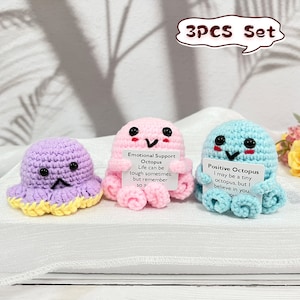 Cute Crochet Positive Octopus and Emotional Support Octopus Gift ...