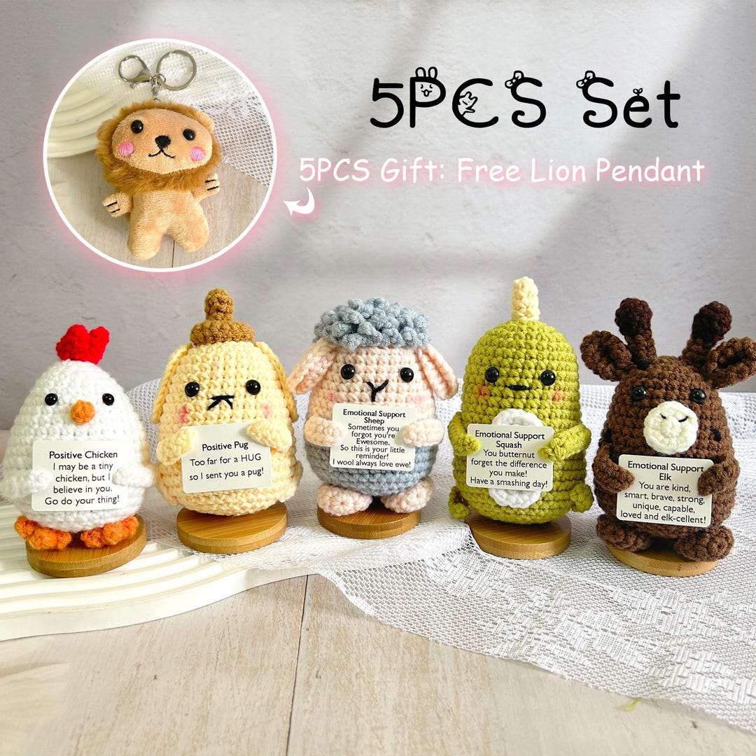 Graduation Gift, Crochet Animal Plush Set: Sheep, Pug, Chicken, Elk ...