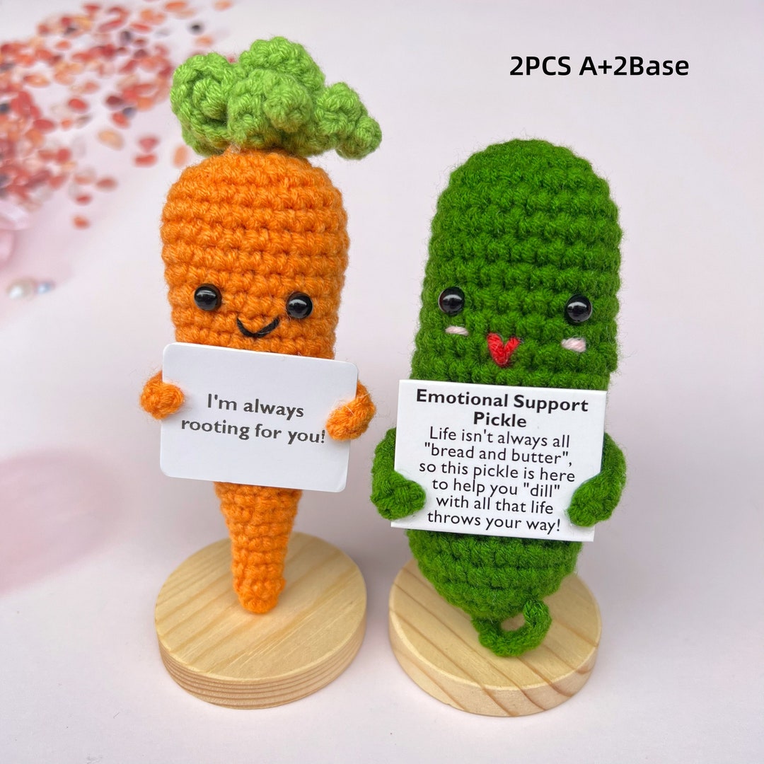 Emotional Support Pickle+rooting for You Carrot, Crochet Positive ...