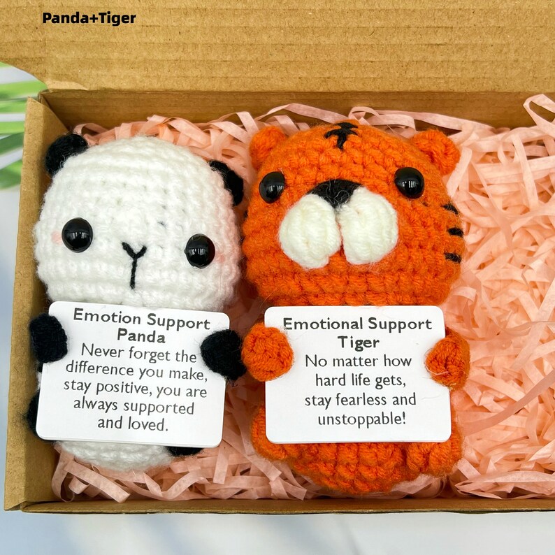 Crochet Animals Emotional Support Gift, Crochet Bear/panda/tiger ...