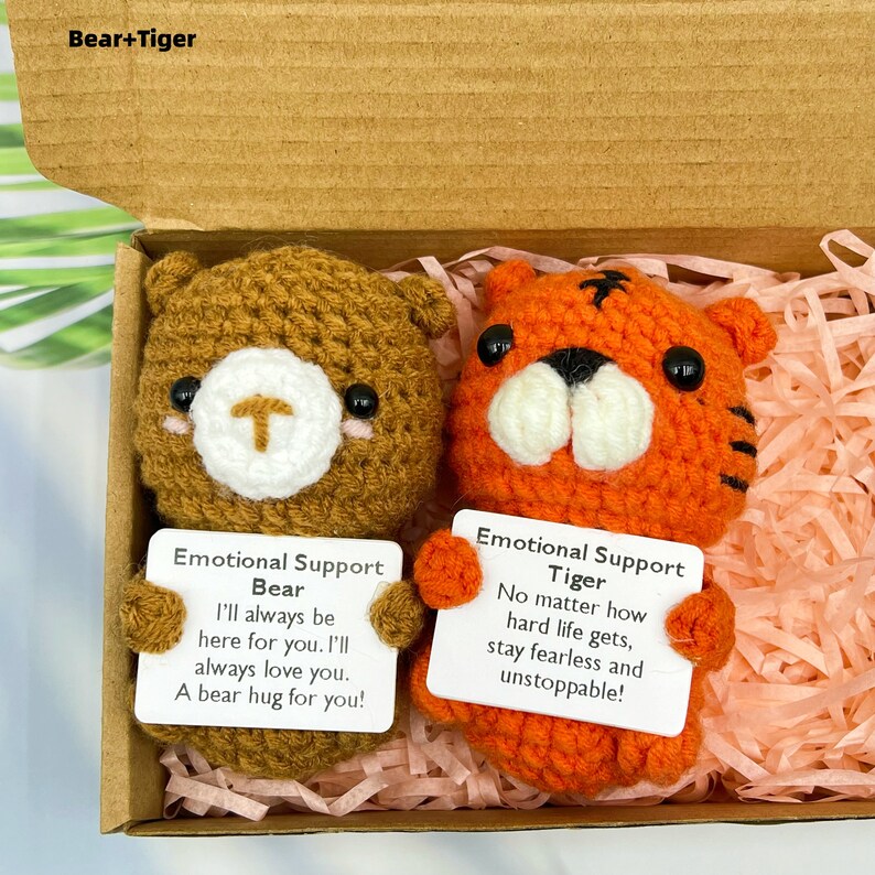 Crochet Animals Emotional Support Gift, Crochet Bear/panda/tiger ...
