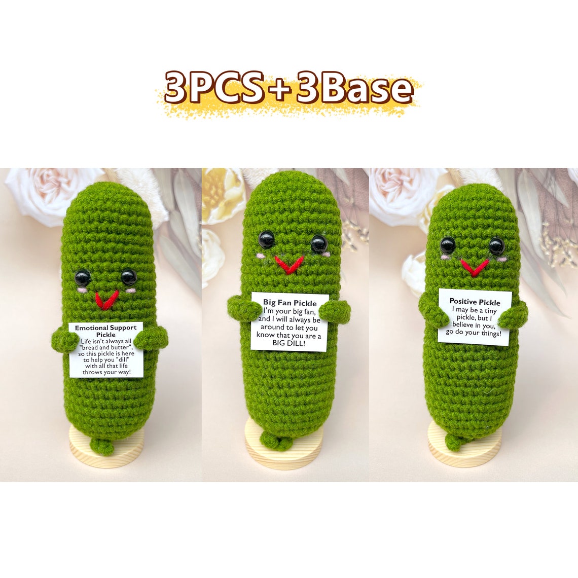 Crochet Emotional Support Pickle: Handmade Positive Plush, Christmas ...