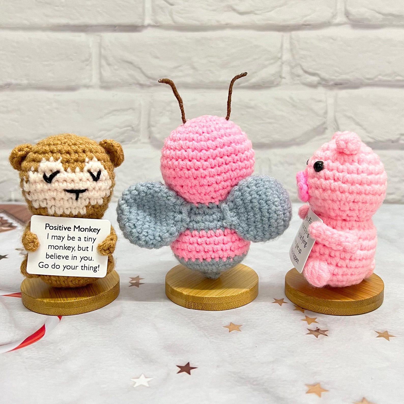 Crochet Magic Pig,crochet Positive Monkey,crochet Emotional Support Bee ...