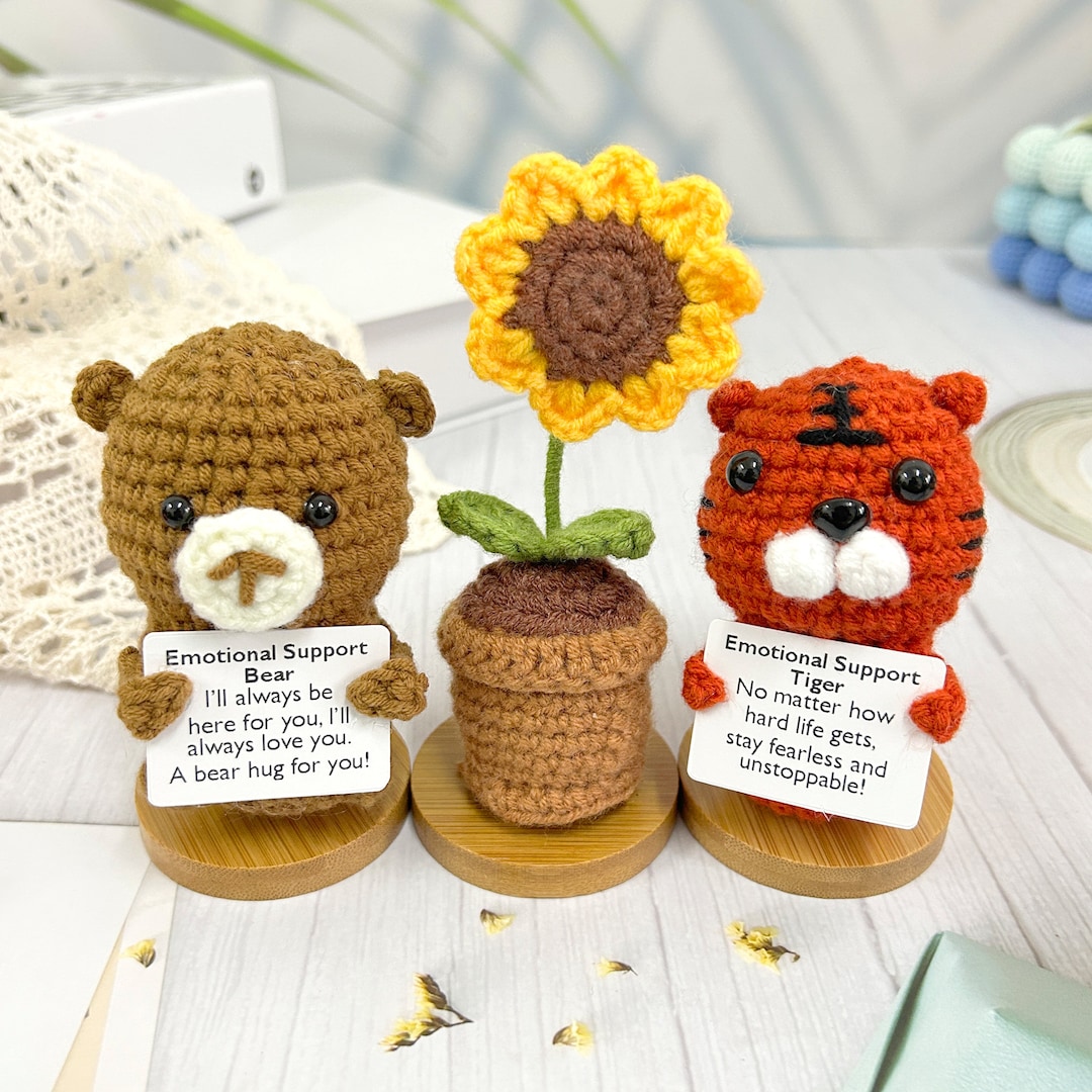 Emotional Support Gift, Crochet Animals Bear/tiger, Sunflower Plant ...