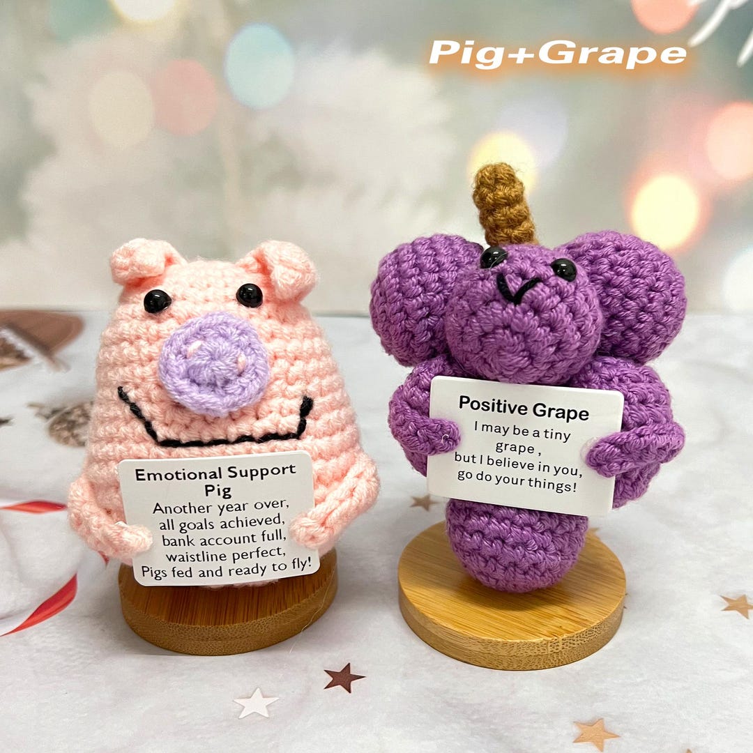 Crochet Positive Duck, Emotional Support Pig & Grape: Encouragement ...