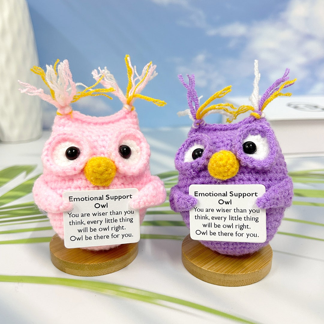 Crochet Emotional Support Owl Gift, Crochet Animals, Encouragement Gift ...