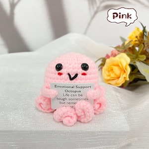 Cute Crochet Positive Octopus and Emotional Support Octopus Gift ...