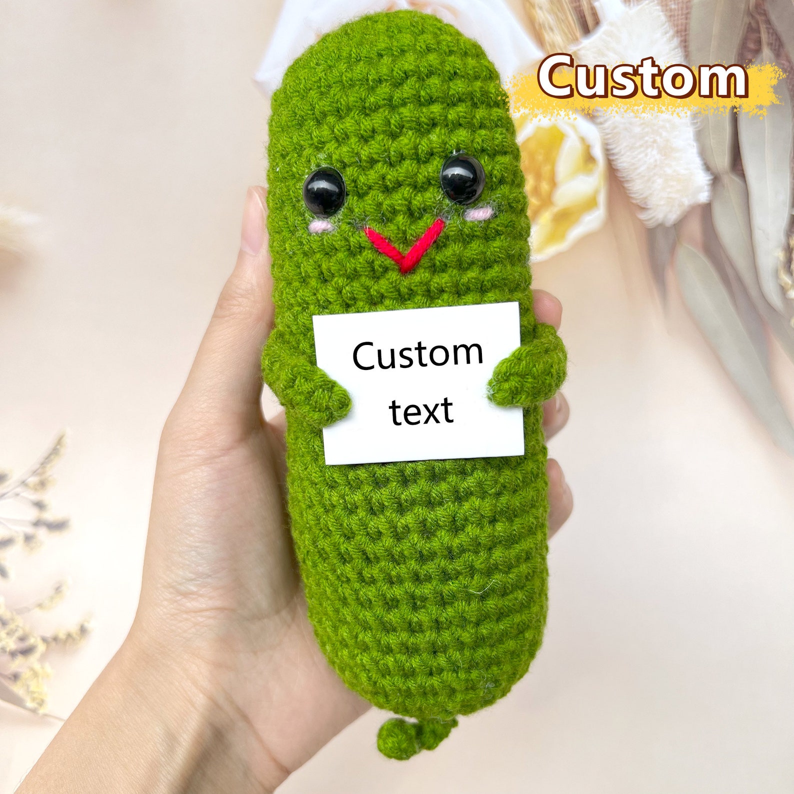 Crochet Emotional Support Pickle: Handmade Positive Plush, Christmas ...