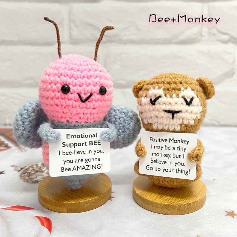 Crochet Magic Pig,crochet Positive Monkey,crochet Emotional Support Bee ...