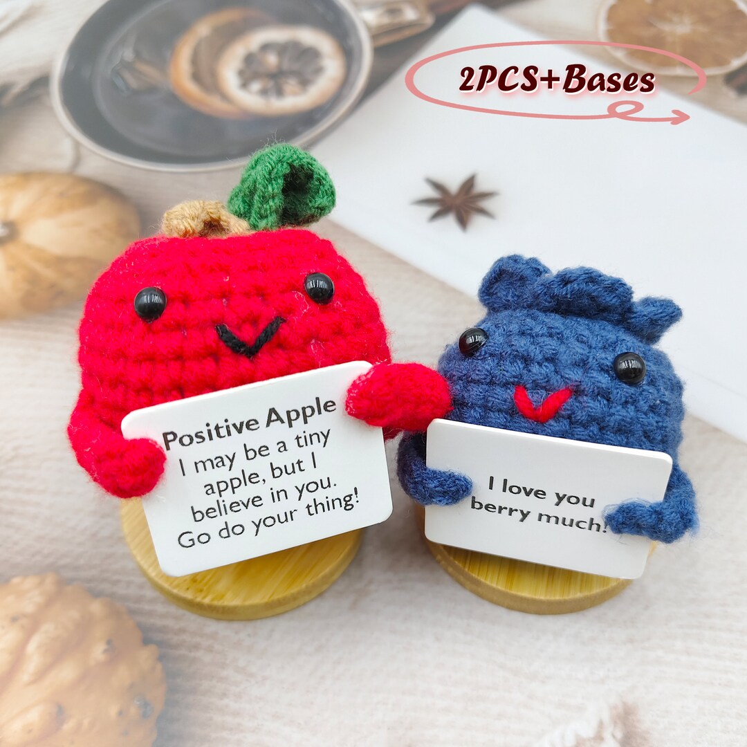Crochet Positive Apple,i Love You Berry Much, Handmade Customized Gift ...