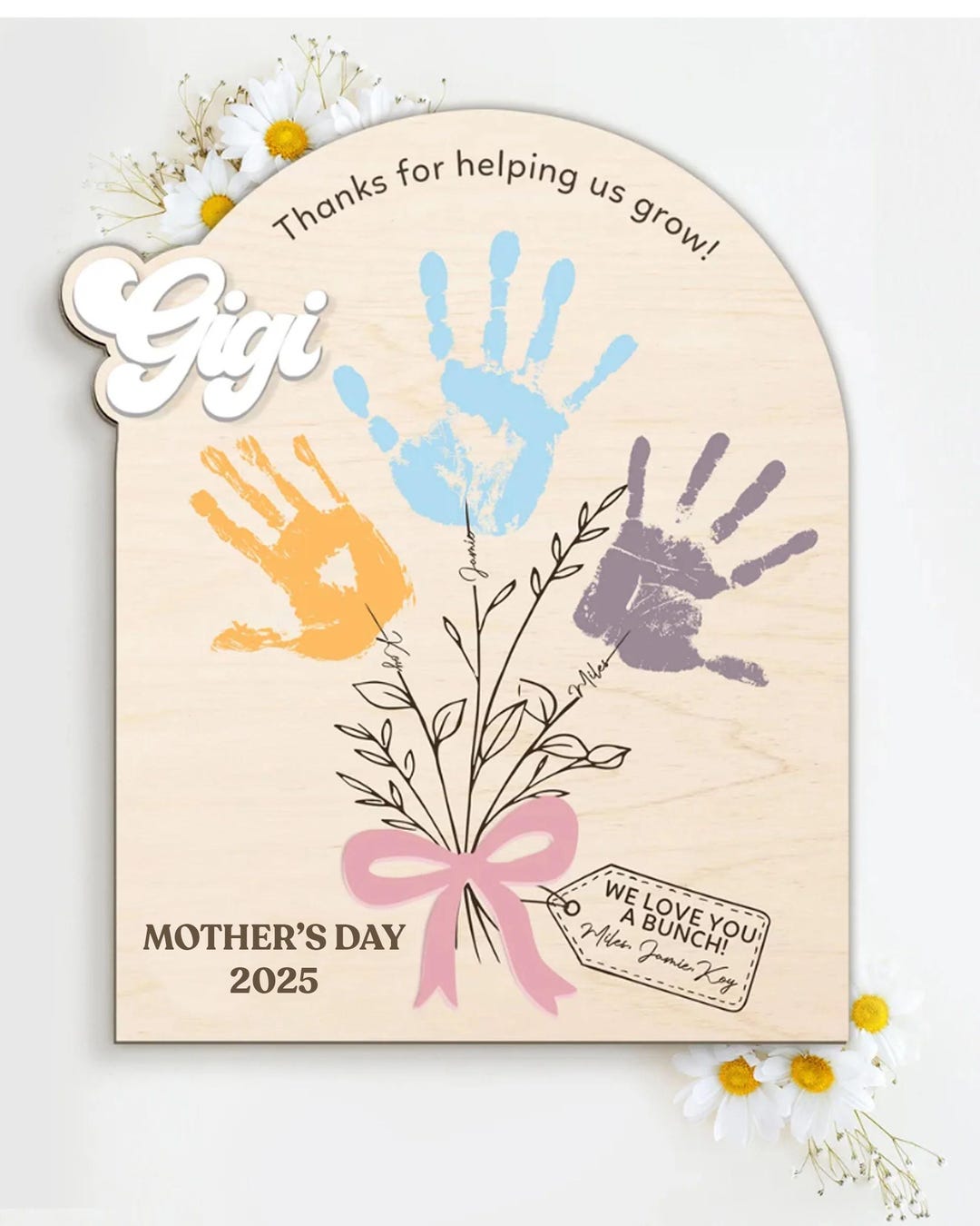 DIY Mothers Day Flower Handprint, Personalized Gift for Mom, Handprint ...