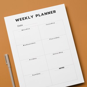 Weekly Planner Printable PDF. Simple Black and White Template - Etsy