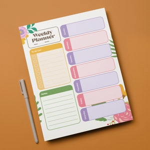 Colorful Daily Planner PDF Printable. Floral PDF Printable - Etsy