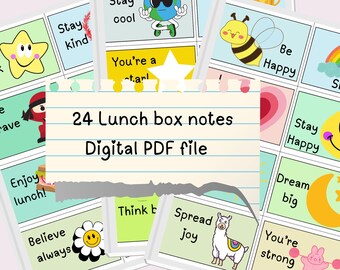 Printable Girls Lunch Box Notes - Digital PDF | Cute & Inspirational ...