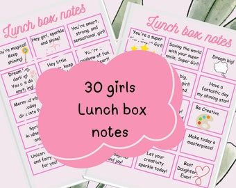 Cute Kids Lunch Box Printable Notes - Digital PDF | Cute ...