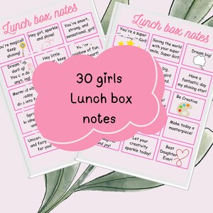 Printable Girls Lunch Box Notes - Digital PDF | Cute & Inspirational ...