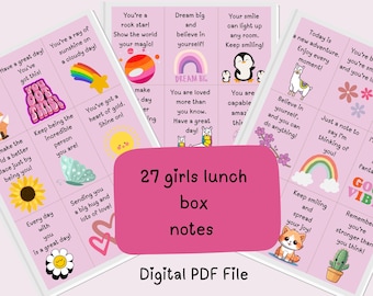 Printable Girls Lunch Box Notes - Digital PDF | Cute & Inspirational ...