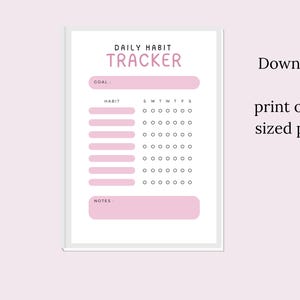 Printable Pink Monthly Daily Habit Tracker Set of 2 Digital PDF for ...