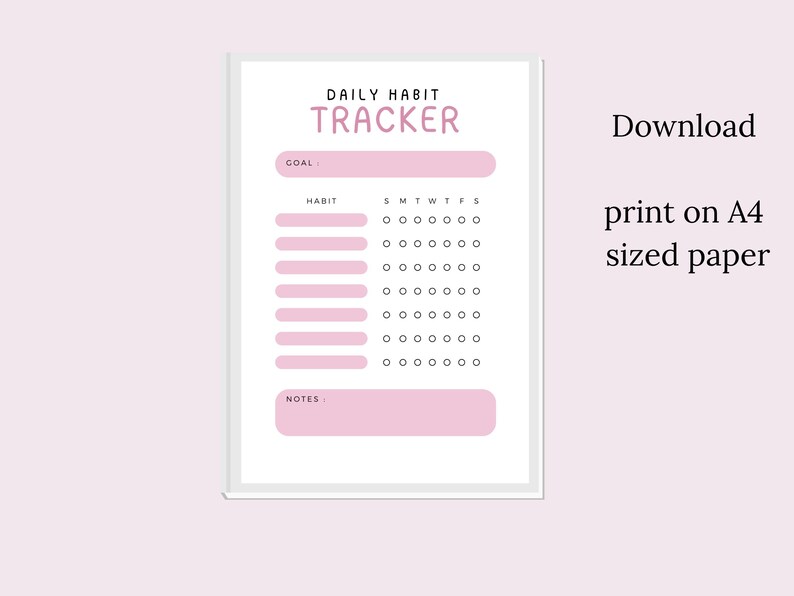 Printable Pink Monthly Daily Habit Tracker Set of 2 | Digital PDF for ...