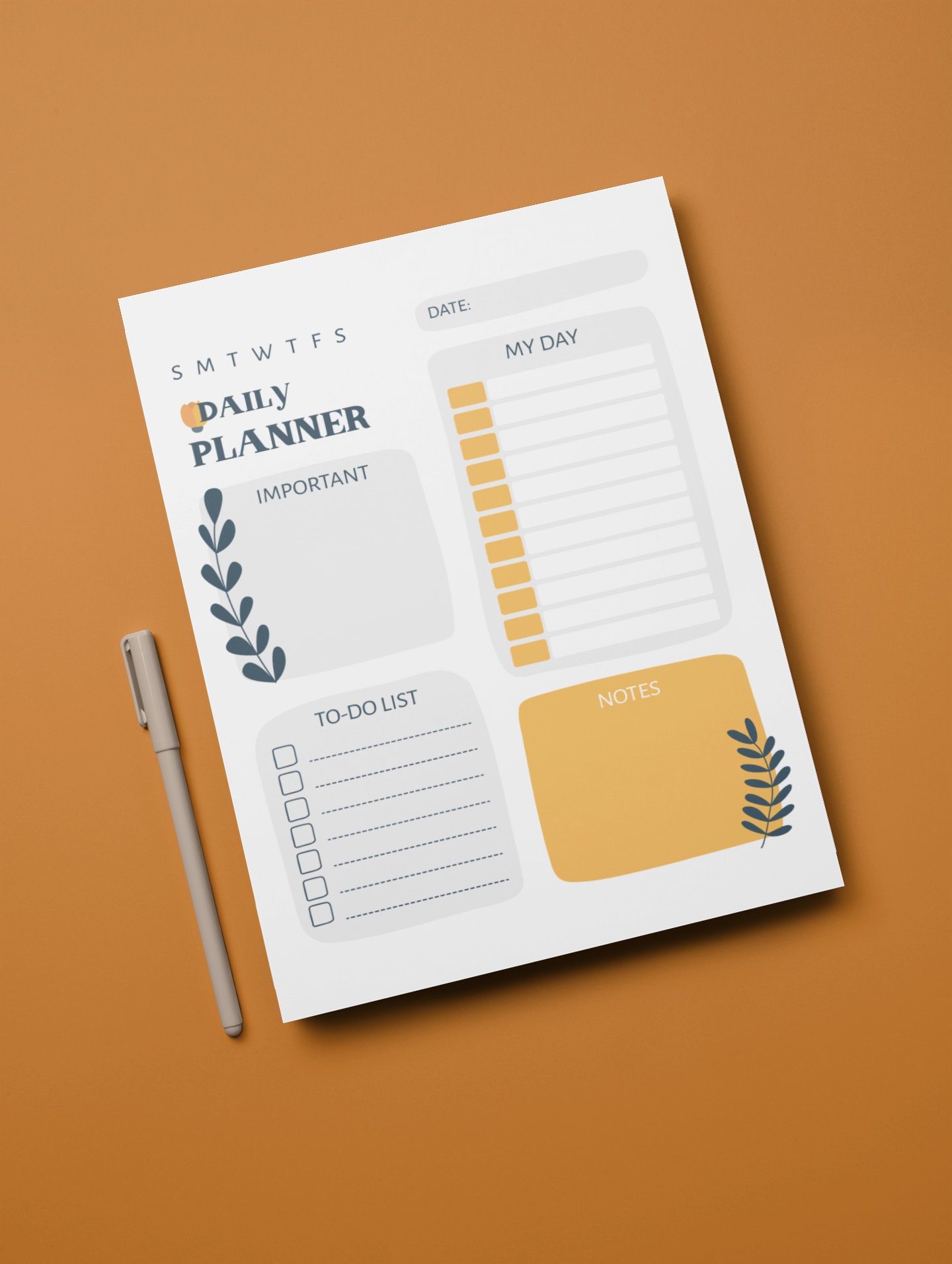 Daily Planner Printable PDF. Minimalist Daily Planner Template - Etsy