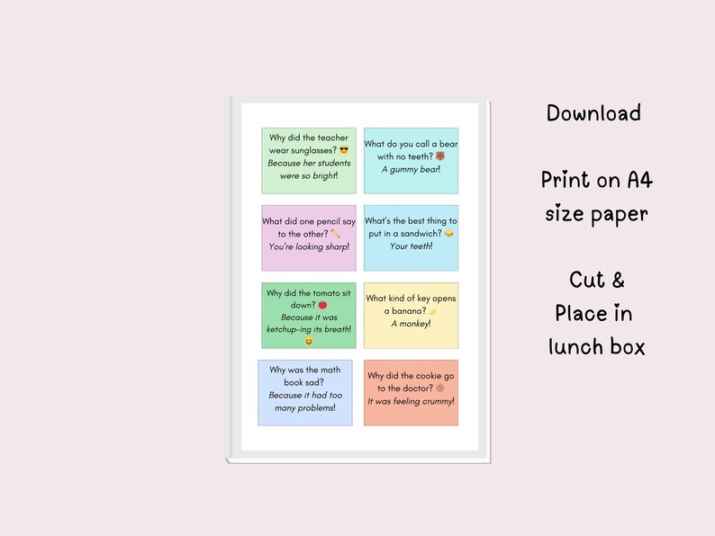 24 Funny Lunch Box Joke Notes for Kids | Printable Lunchbox Jokes ...