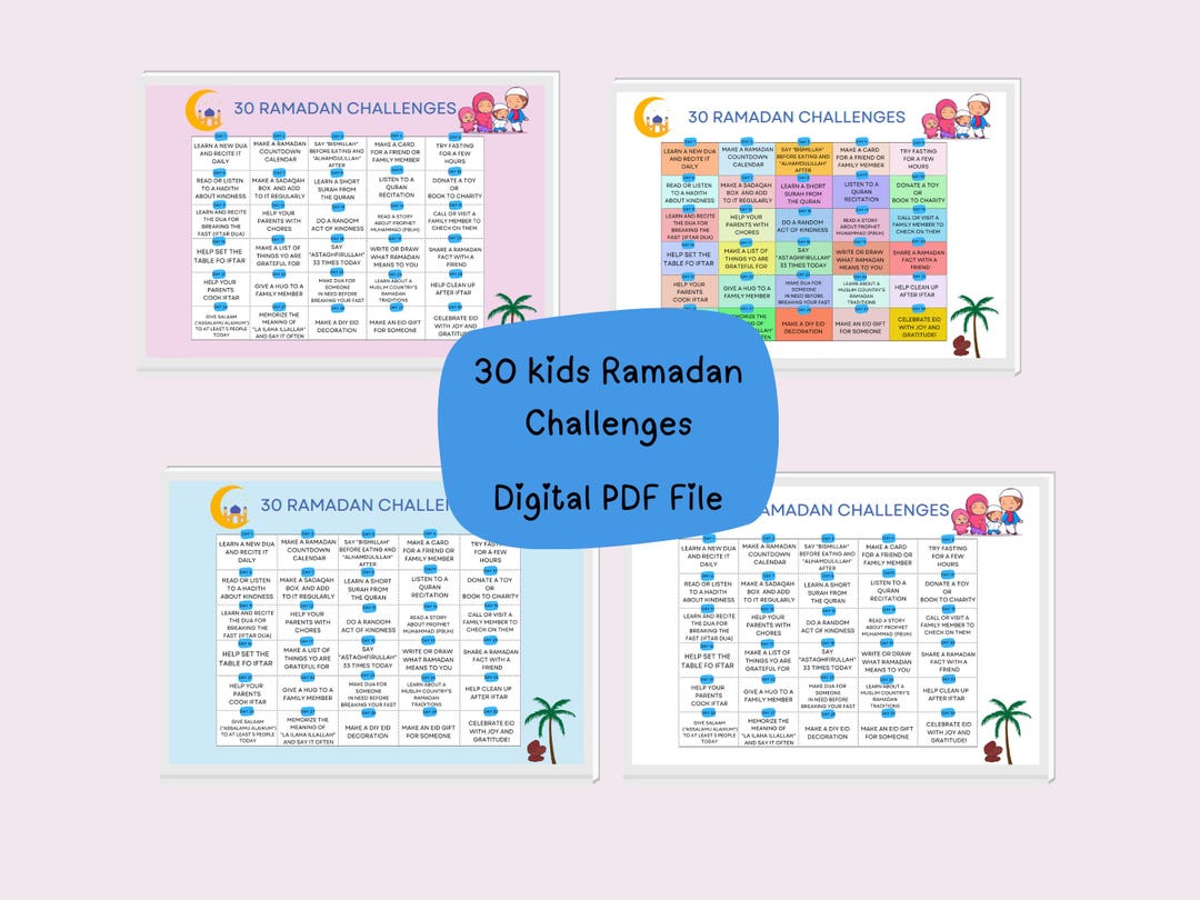 30 Days Kids Ramadan Challenge | Islamic Ramadan Activities Printable ...