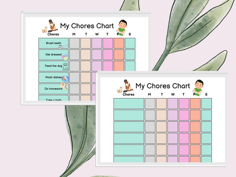 Kids Chore Chart/ Colorful Chores Chart PDF Printable - Etsy