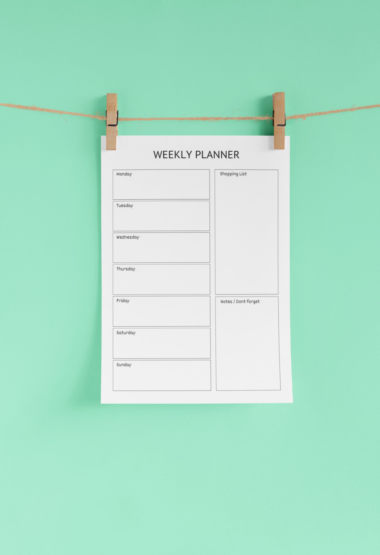 Weekly Planner Fillable Printable PDF Template/ Minimalist Simple Black ...