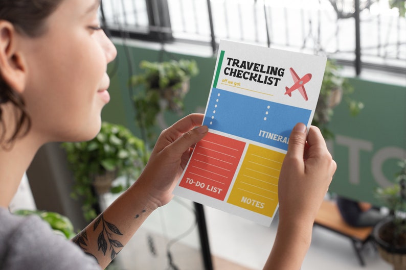Travel Checklist Digital PDF Printable. Colorful Travel Checklist Journal PDF Printable Template ...