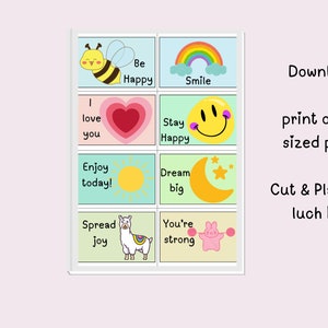 Cute Kids Lunch Box Printable Notes - Digital PDF | Cute ...