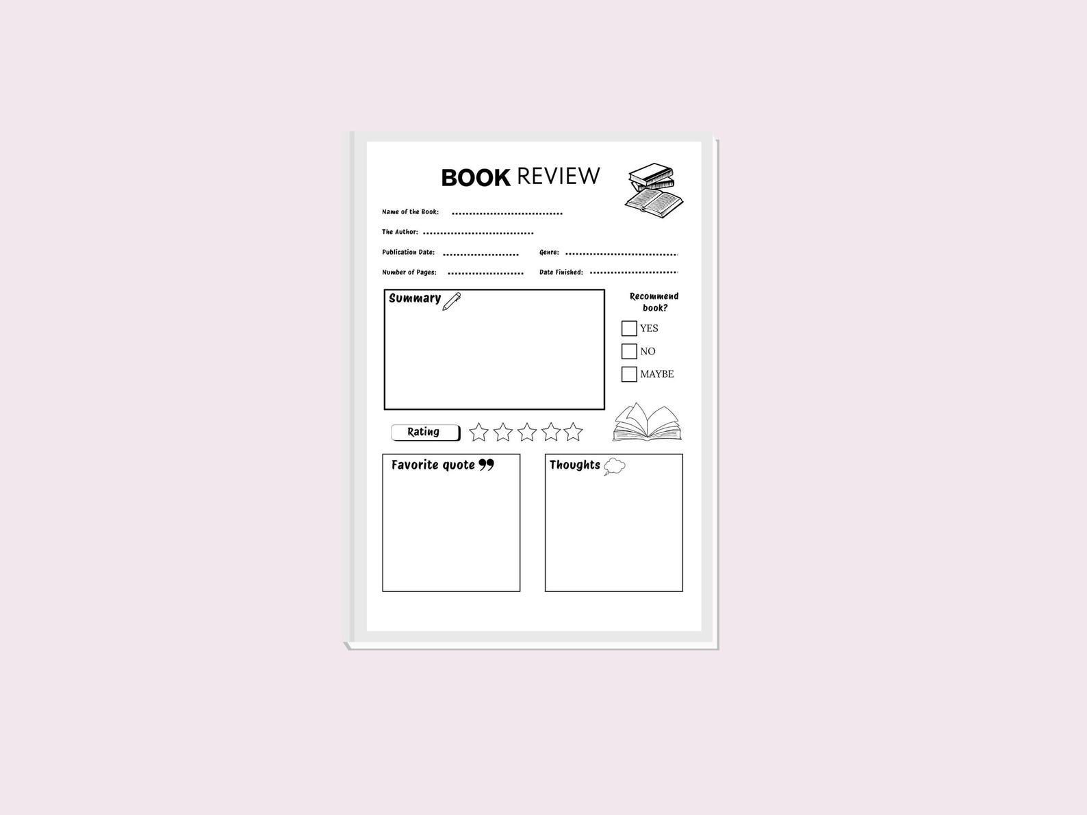 Printable Book Review Worksheet | Kids & Adults Reading Log ...
