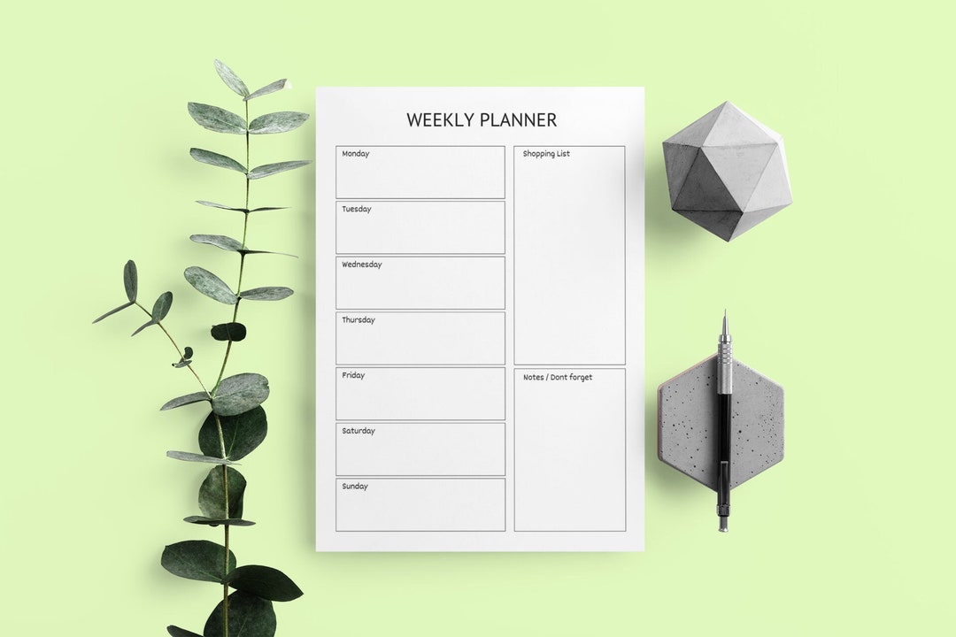 Weekly Planner Fillable Printable PDF Template/ Minimalist Simple Black ...