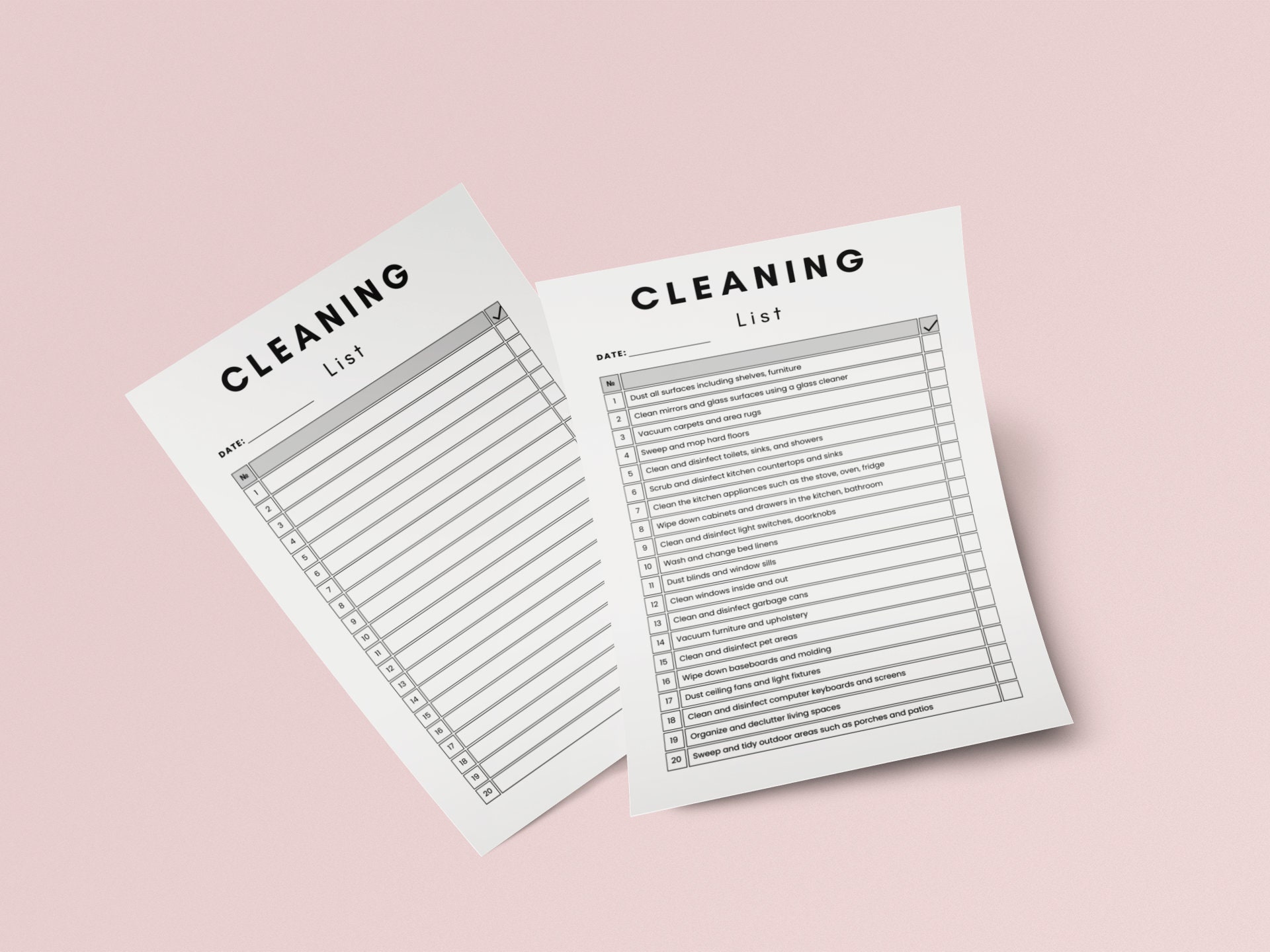Cleaning List, PDF Fillable Printable Cleaning / Chore List, Digital ...