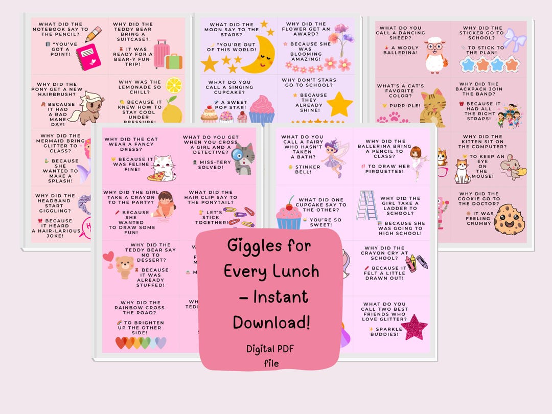 40 Funny Girls Lunch Box Jokes PDF | Printable School Lunch Notes for ...