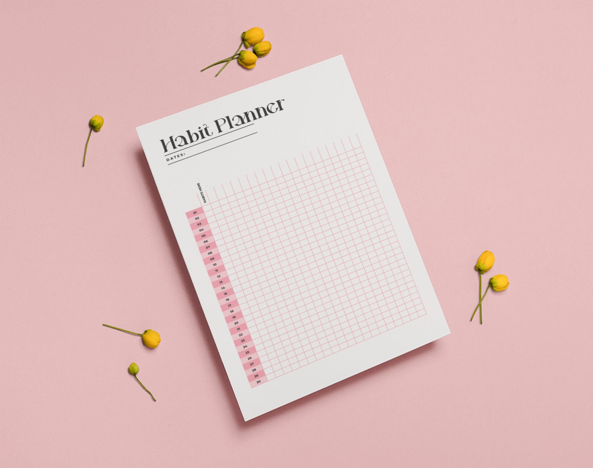 Habit Tracker PDF Printable. Pink Minimalist Monthly Habit Tracker PDF ...
