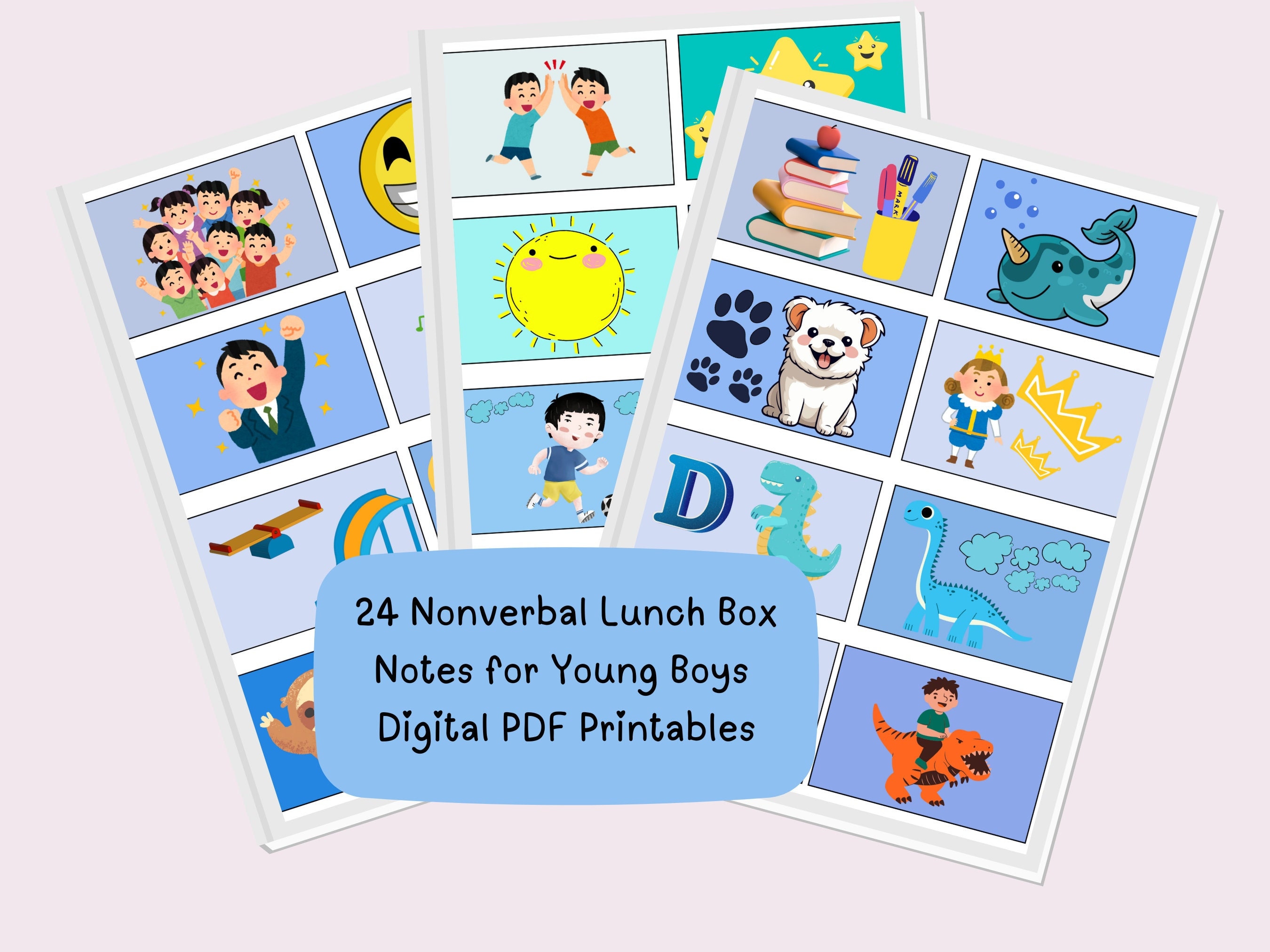 Nonverbal Lunch Box Notes for Young Boys | Digital PDF Printable - Etsy