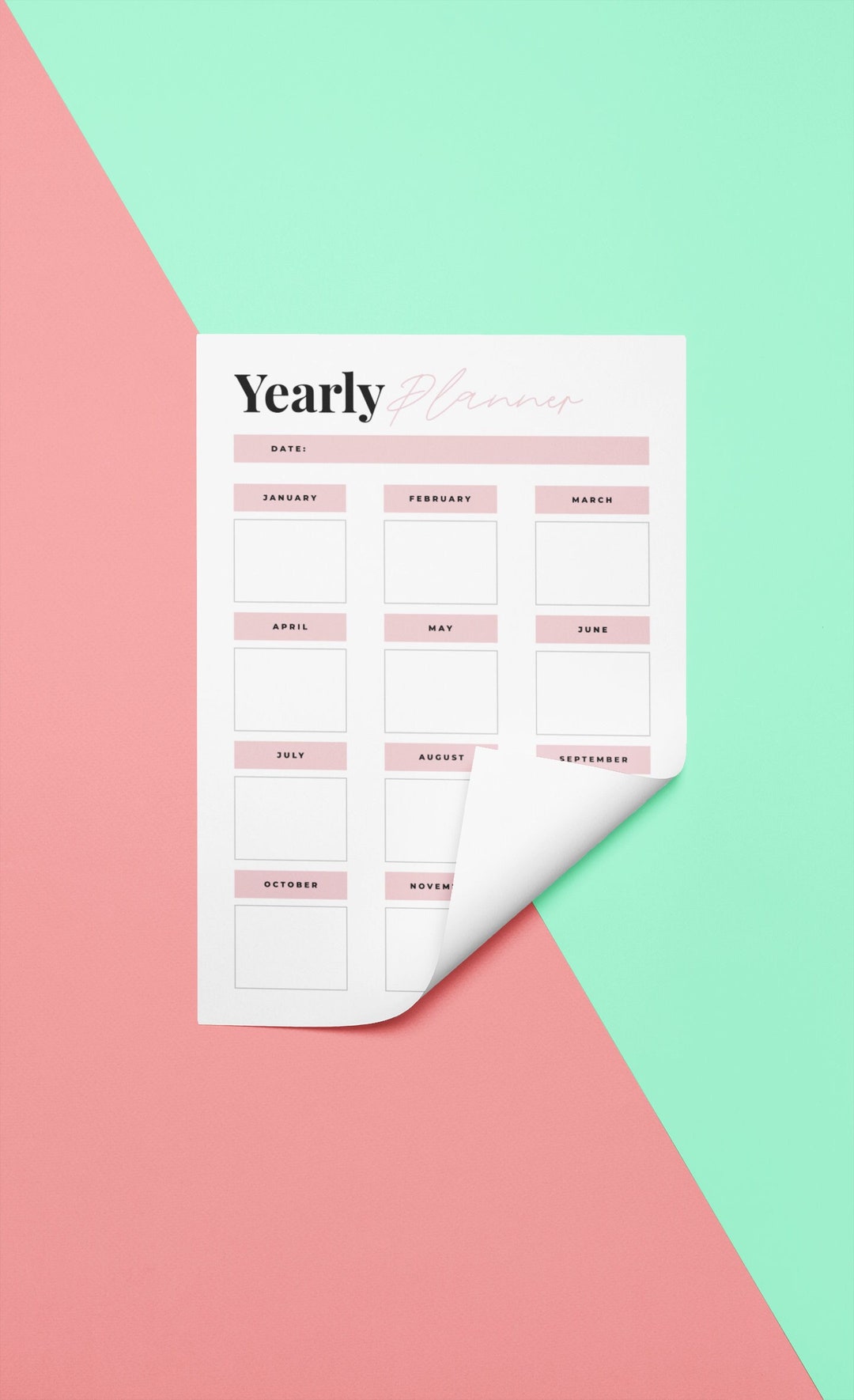 Yearly Planner, Digital Fillable Printable Yearly / Monthly Planner PDF ...
