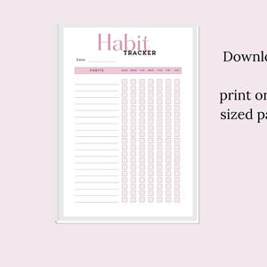 Printable Pink Monthly Daily Habit Tracker Set of 2 Digital PDF for ...